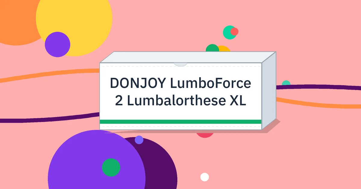 Symbolbild: Packung mit der Aufschrift DONJOY LumboForce 2 Lumbalorthese XL (PZN 19377871) – Verfügbarkeit und Bezug in Apotheken in Frankfurt am Main