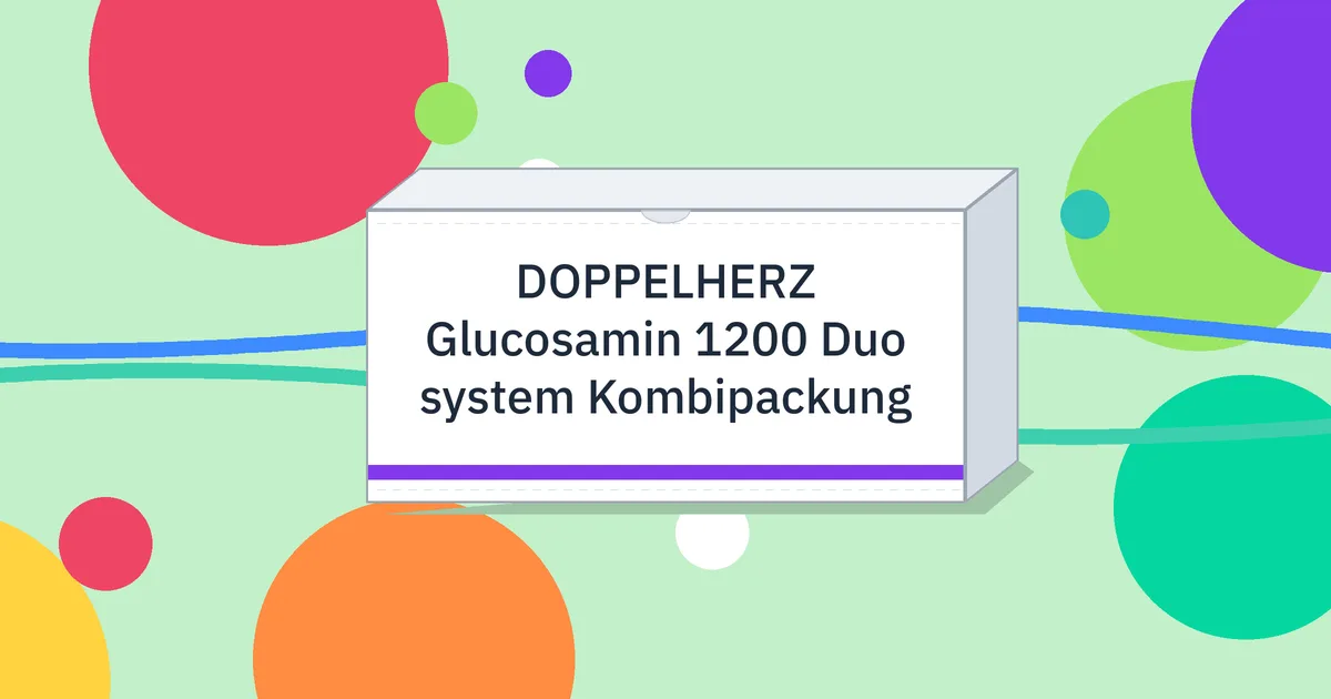 Symbolbild: Packung mit der Aufschrift DOPPELHERZ Glucosamin 1200 Duo system Kombipackung (PZN 17874157) – Verfügbarkeit und Bezug in Apotheken in Frankfurt am Main