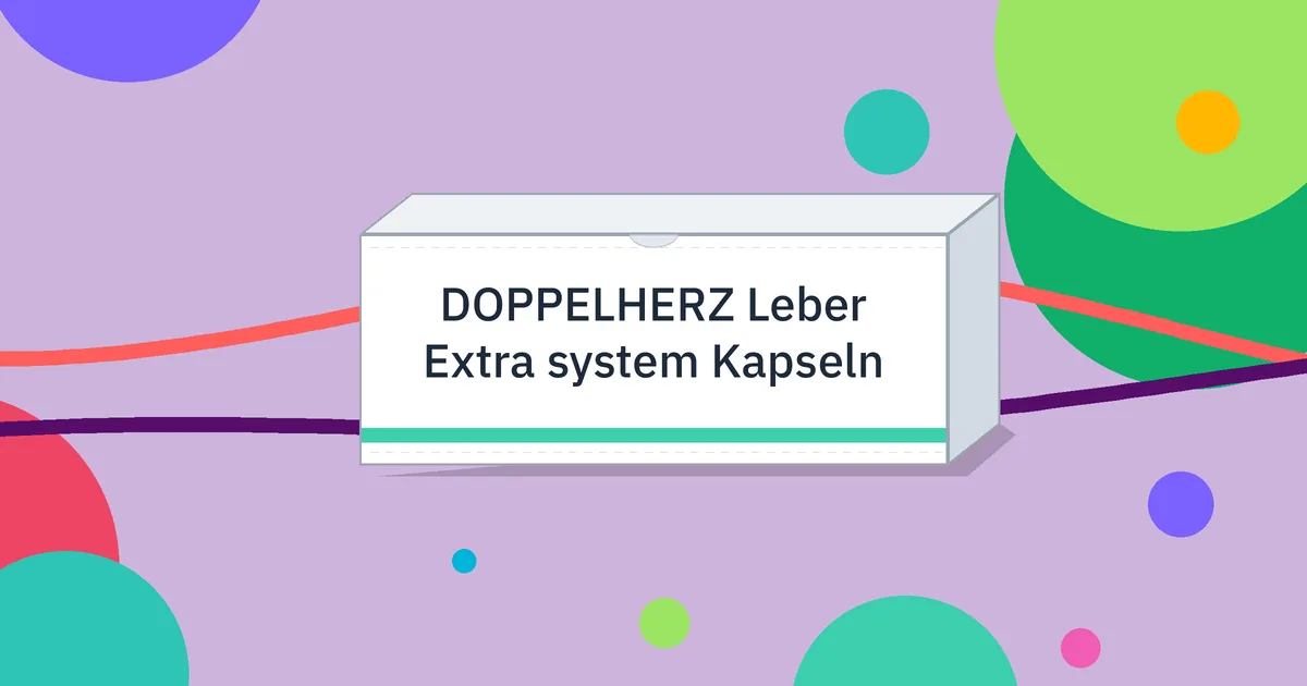 Symbolbild: Packung mit der Aufschrift DOPPELHERZ Leber Extra system Kapseln (PZN 19267243) – Verfügbarkeit und Bezug in Apotheken in Frankfurt am Main