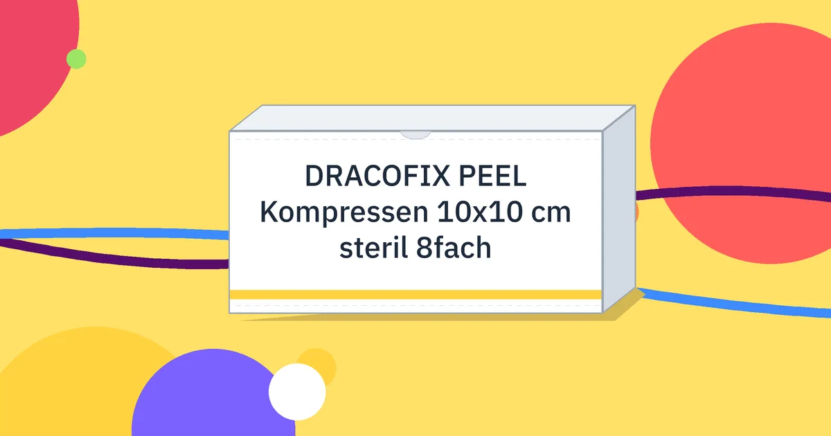 Symbolbild: Packung mit der Aufschrift DRACOFIX PEEL Kompressen 10x10 cm steril 8fach (PZN 02358711) – Verfügbarkeit und Bezug in Apotheken in Frankfurt am Main
