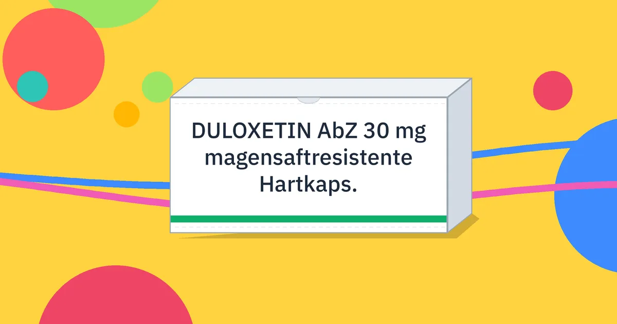 Symbolbild: Packung mit der Aufschrift DULOXETIN AbZ 30 mg magensaftresistente Hartkaps. (PZN 10525301) – Verfügbarkeit und Bezug in Apotheken in Frankfurt am Main