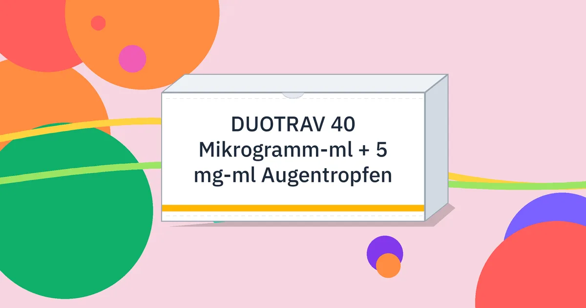Symbolbild: Packung mit der Aufschrift DUOTRAV 40 Mikrogramm-ml + 5 mg-ml Augentropfen (PZN 17483190) – Verfügbarkeit und Bezug in Apotheken in Frankfurt am Main
