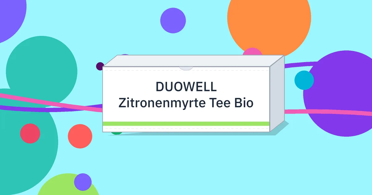 Symbolbild: Packung mit der Aufschrift DUOWELL Zitronenmyrte Tee Bio (PZN 12905261) – Verfügbarkeit und Bezug in Apotheken in Frankfurt am Main