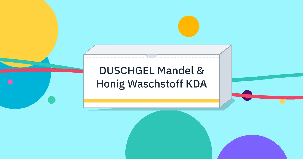 Symbolbild: Packung mit der Aufschrift DUSCHGEL Mandel & Honig Waschstoff KDA (PZN 16138054) – Verfügbarkeit und Bezug in Apotheken in Frankfurt am Main