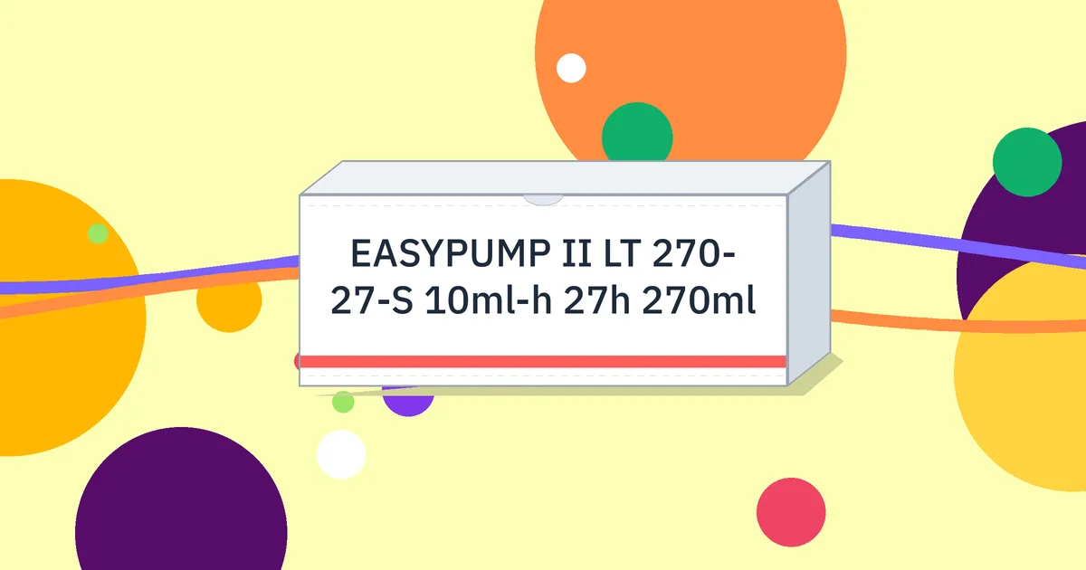 Symbolbild: Packung mit der Aufschrift EASYPUMP II LT 270-27-S 10ml-h 27h 270ml (PZN 20188253) – Verfügbarkeit und Bezug in Apotheken in Frankfurt am Main
