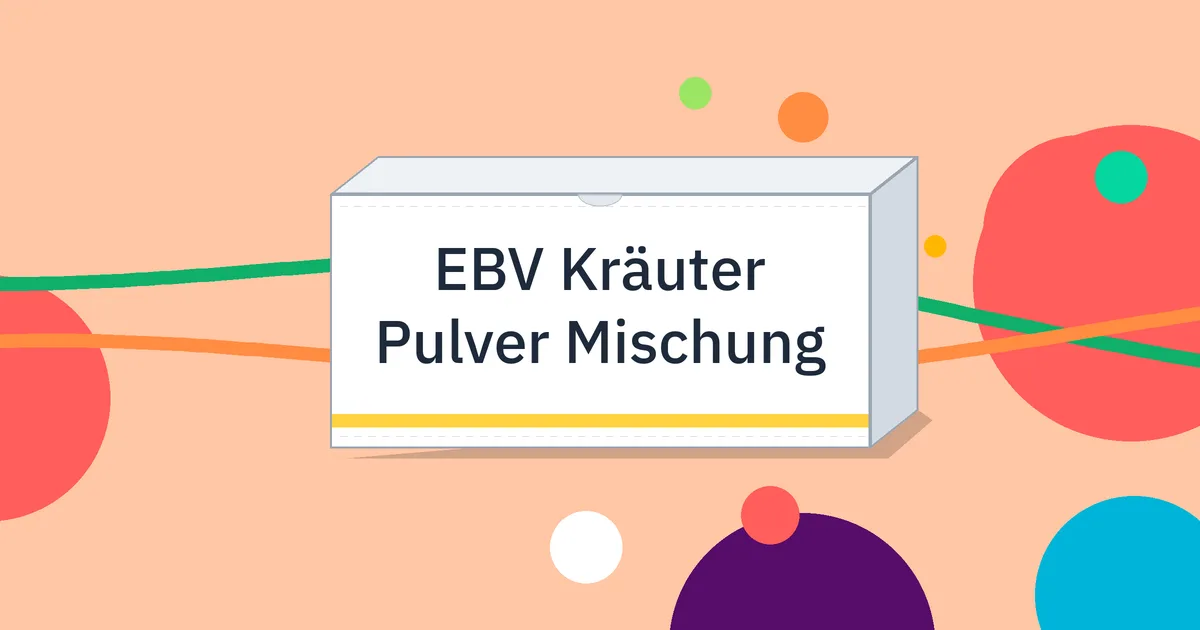 Symbolbild: Packung mit der Aufschrift EBV Kräuter Pulver Mischung (PZN 15242453) – Verfügbarkeit und Bezug in Apotheken in Frankfurt am Main