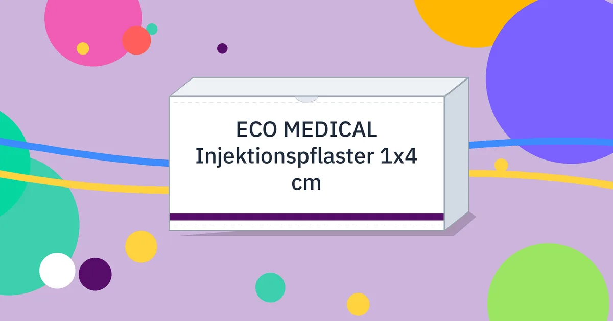 Symbolbild: Packung mit der Aufschrift ECO MEDICAL Injektionspflaster 1x4 cm (PZN 00882187) – Verfügbarkeit und Bezug in Apotheken in Frankfurt am Main