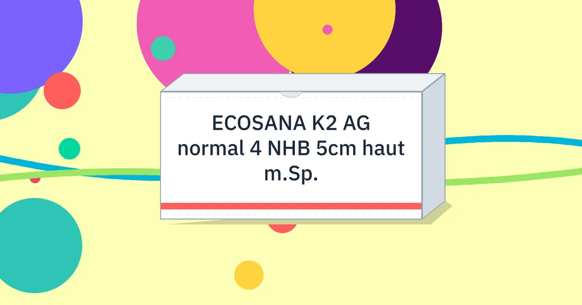 Symbolbild: Packung mit der Aufschrift ECOSANA K2 AG normal 4 NHB 5cm haut m.Sp. (PZN 01451650) – Verfügbarkeit und Bezug in Apotheken in Frankfurt am Main