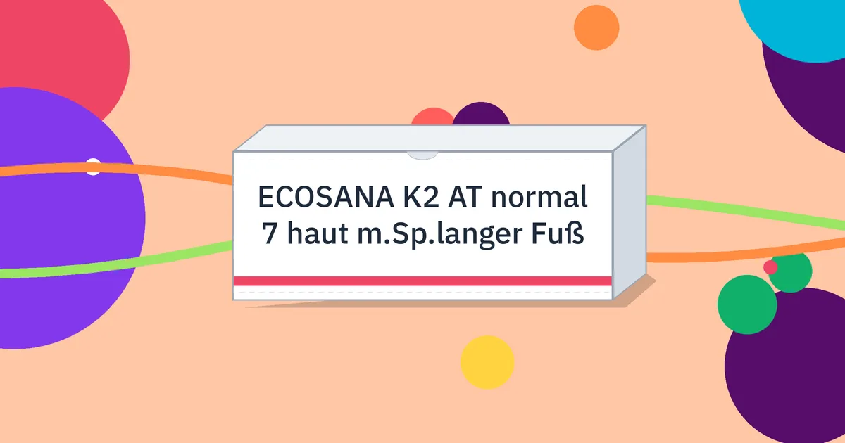 Symbolbild: Packung mit der Aufschrift ECOSANA K2 AT normal 7 haut m.Sp.langer Fuß (PZN 10956337) – Verfügbarkeit und Bezug in Apotheken in Frankfurt am Main