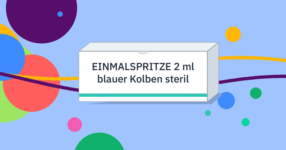 Symbolbild: Packung mit der Aufschrift EINMALSPRITZE 2 ml blauer Kolben steril (PZN 09328707) – Verfügbarkeit und Bezug in Apotheken in Frankfurt am Main