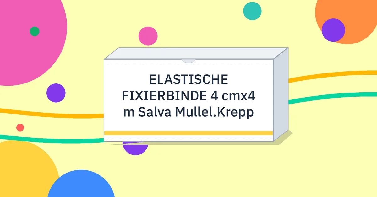 Symbolbild: Packung mit der Aufschrift ELASTISCHE FIXIERBINDE 4 cmx4 m Salva Mullel.Krepp (PZN 17152369) – Verfügbarkeit und Bezug in Apotheken in Frankfurt am Main
