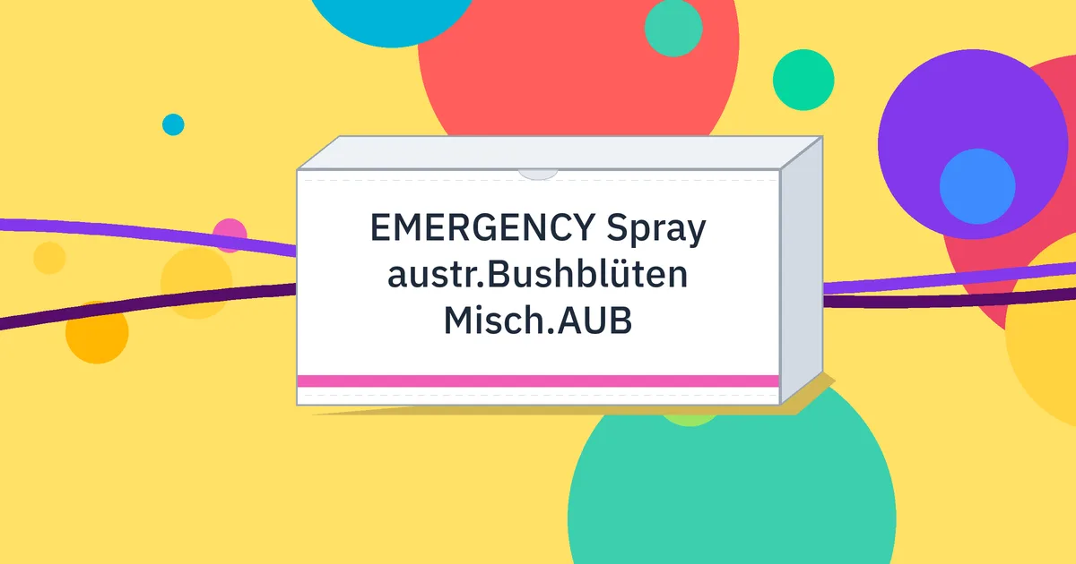 Symbolbild: Packung mit der Aufschrift EMERGENCY Spray austr.Bushblüten Misch.AUB (PZN 05046573) – Verfügbarkeit und Bezug in Apotheken in Frankfurt am Main