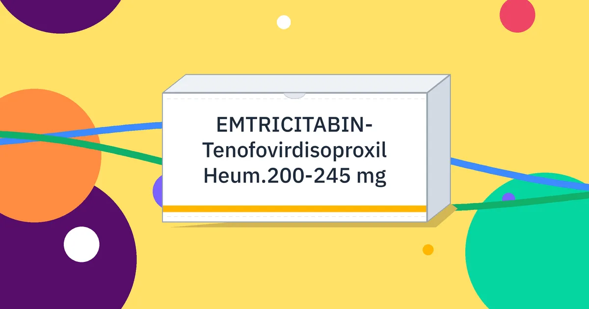 Symbolbild: Packung mit der Aufschrift EMTRICITABIN-Tenofovirdisoproxil Heum.200-245 mg (PZN 17982970) – Verfügbarkeit und Bezug in Apotheken in Frankfurt am Main