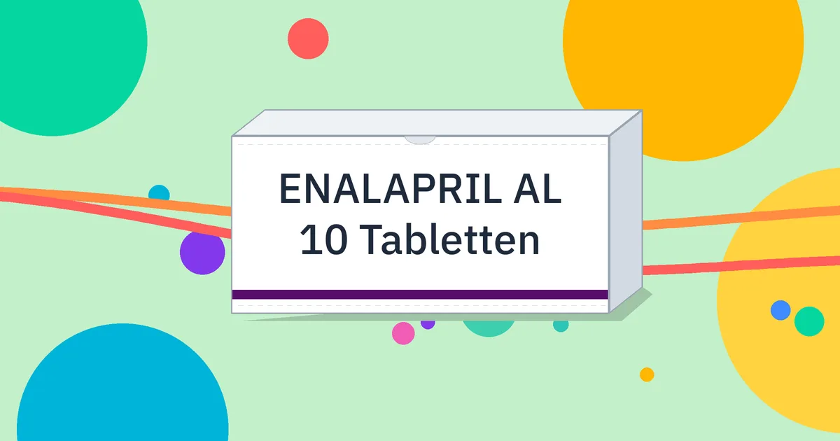 Symbolbild: Packung mit der Aufschrift ENALAPRIL AL 10 Tabletten (PZN 01097728) – Verfügbarkeit und Bezug in Apotheken in Frankfurt am Main