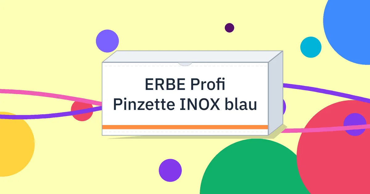 Symbolbild: Packung mit der Aufschrift ERBE Profi Pinzette INOX blau (PZN 15733843) – Verfügbarkeit und Bezug in Apotheken in Frankfurt am Main