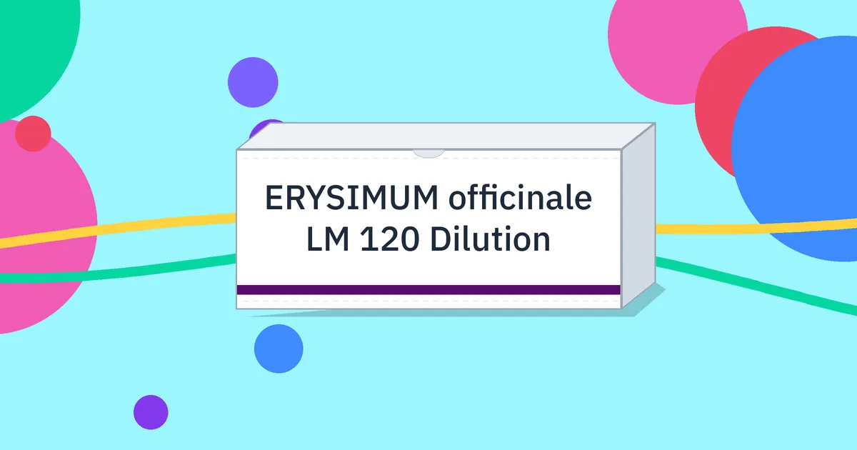 Symbolbild: Packung mit der Aufschrift ERYSIMUM officinale LM 120 Dilution (PZN 13479808) – Verfügbarkeit und Bezug in Apotheken in Frankfurt am Main