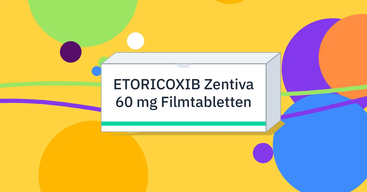 Symbolbild: Packung mit der Aufschrift ETORICOXIB Zentiva 60 mg Filmtabletten (PZN 12585543) – Verfügbarkeit und Bezug in Apotheken in Frankfurt am Main