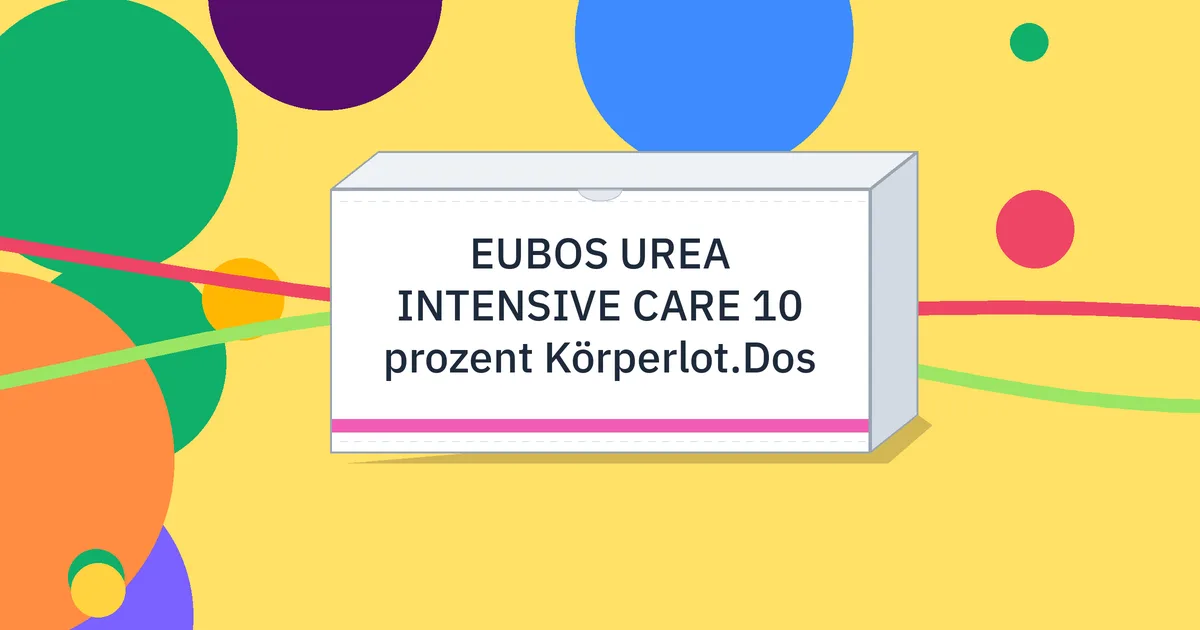 Symbolbild: Packung mit der Aufschrift EUBOS UREA INTENSIVE CARE 10 prozent Körperlot.Dos (PZN 19162455) – Verfügbarkeit und Bezug in Apotheken in Frankfurt am Main