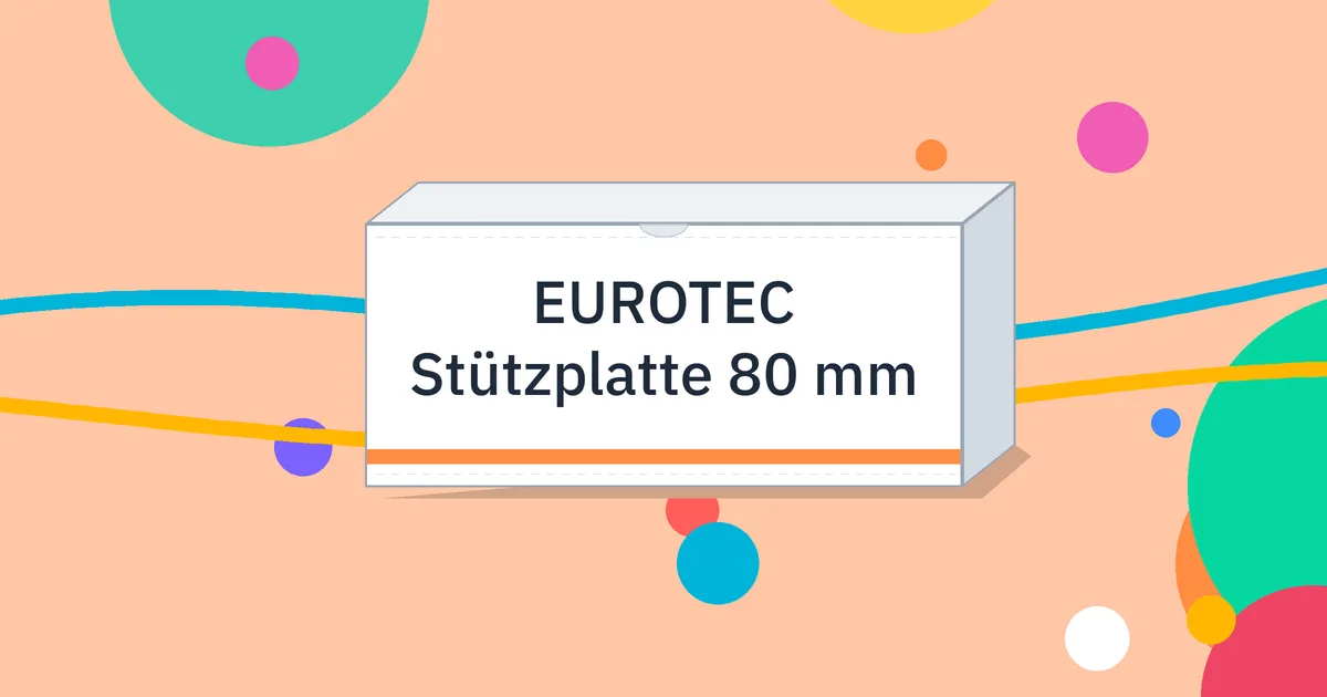 Symbolbild: Packung mit der Aufschrift EUROTEC Stützplatte 80 mm (PZN 10205743) – Verfügbarkeit und Bezug in Apotheken in Frankfurt am Main
