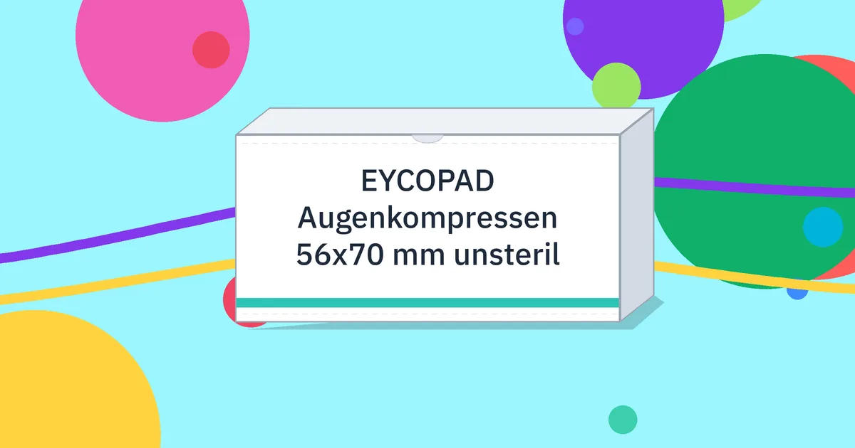 Symbolbild: Packung mit der Aufschrift EYCOPAD Augenkompressen 56x70 mm unsteril (PZN 17451770) – Verfügbarkeit und Bezug in Apotheken in Frankfurt am Main