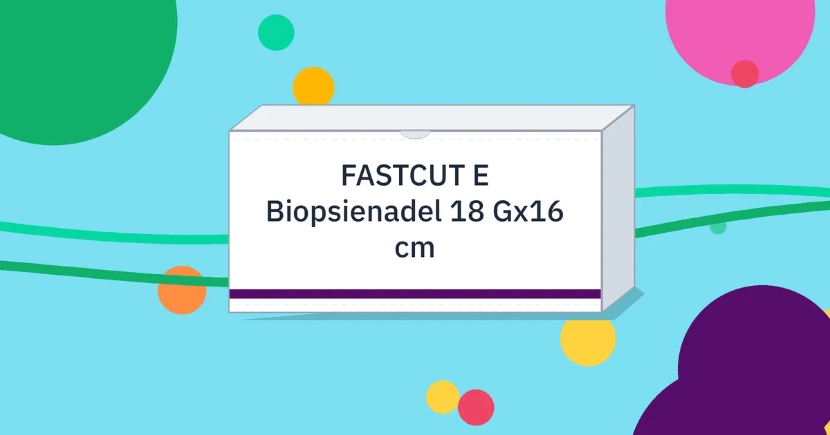 Symbolbild: Packung mit der Aufschrift FASTCUT E Biopsienadel 18 Gx16 cm (PZN 16922552) – Verfügbarkeit und Bezug in Apotheken in Frankfurt am Main