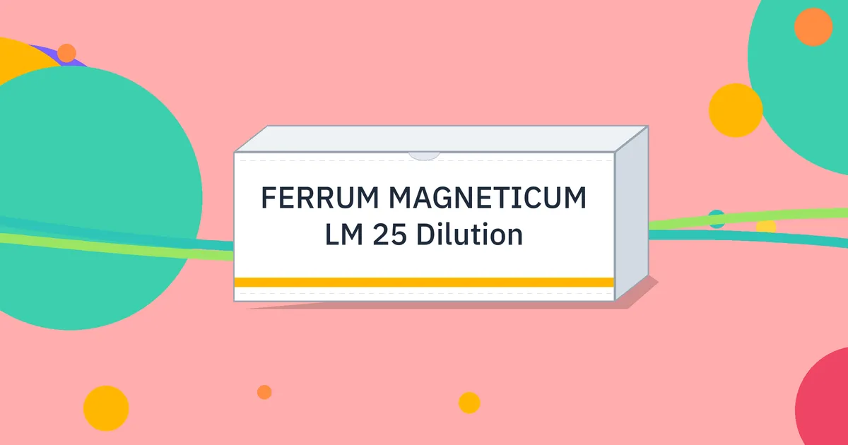 Symbolbild: Packung mit der Aufschrift FERRUM MAGNETICUM LM 25 Dilution (PZN 12850011) – Verfügbarkeit und Bezug in Apotheken in Frankfurt am Main