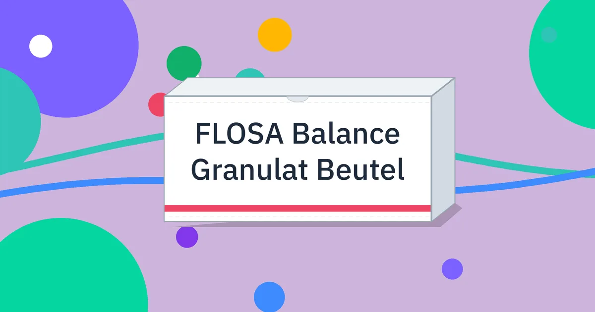 Symbolbild: Packung mit der Aufschrift FLOSA Balance Granulat Beutel (PZN 03739409) – Verfügbarkeit und Bezug in Apotheken in Frankfurt am Main
