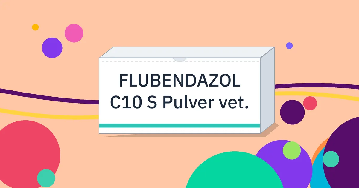 Symbolbild: Packung mit der Aufschrift FLUBENDAZOL C10 S Pulver vet. (PZN 00182946) – Verfügbarkeit und Bezug in Apotheken in Frankfurt am Main