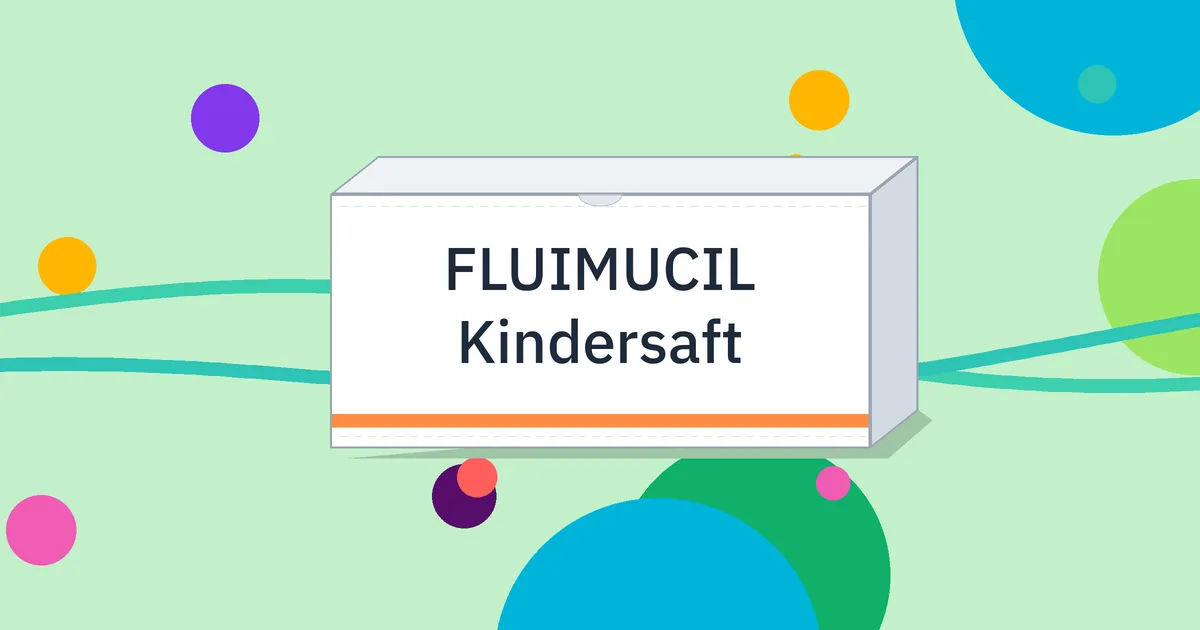Symbolbild: Packung mit der Aufschrift FLUIMUCIL Kindersaft (PZN 08916307) – Verfügbarkeit und Bezug in Apotheken in Frankfurt am Main