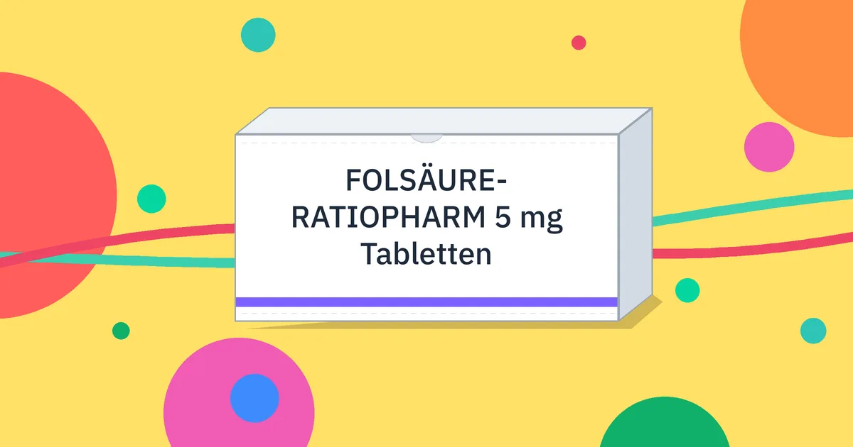 Symbolbild: Packung mit der Aufschrift FOLSÄURE-RATIOPHARM 5 mg Tabletten (PZN 03971388) – Verfügbarkeit und Bezug in Apotheken in Frankfurt am Main