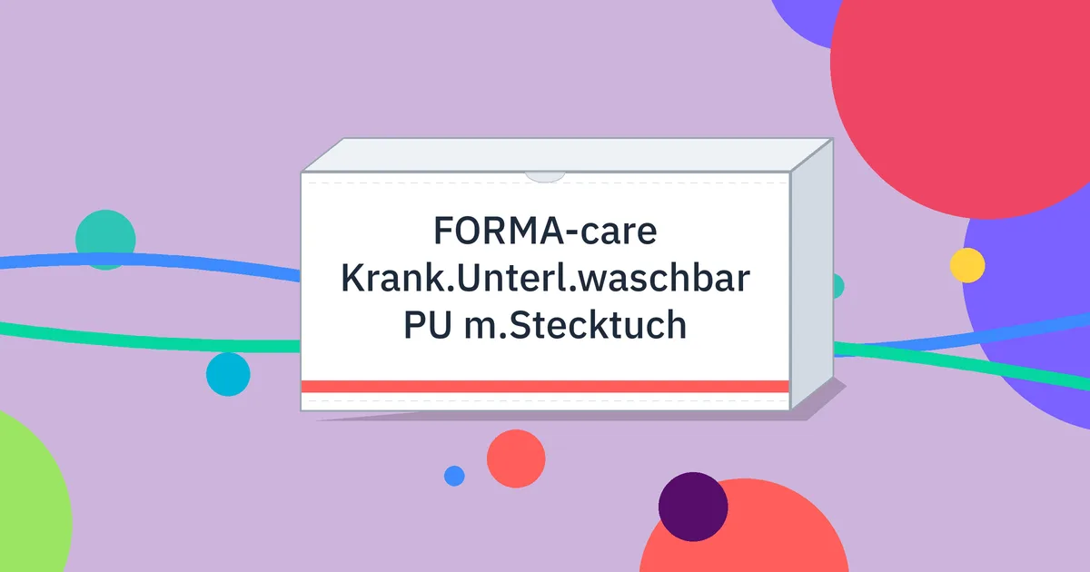Symbolbild: Packung mit der Aufschrift FORMA-care Krank.Unterl.waschbar PU m.Stecktuch (PZN 06894760) – Verfügbarkeit und Bezug in Apotheken in Frankfurt am Main