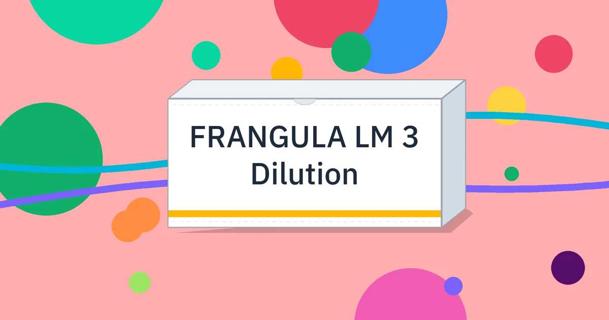 Symbolbild: Packung mit der Aufschrift FRANGULA LM 3 Dilution (PZN 12874299) – Verfügbarkeit und Bezug in Apotheken in Frankfurt am Main