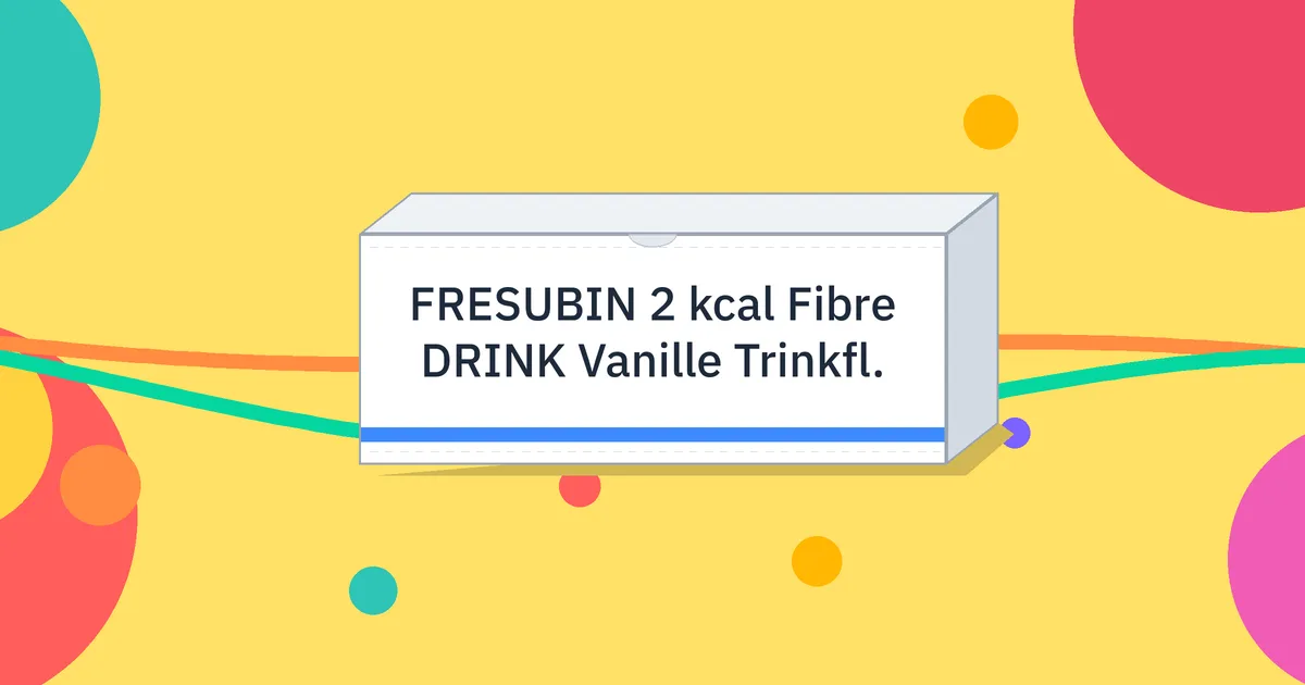 Symbolbild: Packung mit der Aufschrift FRESUBIN 2 kcal Fibre DRINK Vanille Trinkfl. (PZN 20191278) – Verfügbarkeit und Bezug in Apotheken in Frankfurt am Main