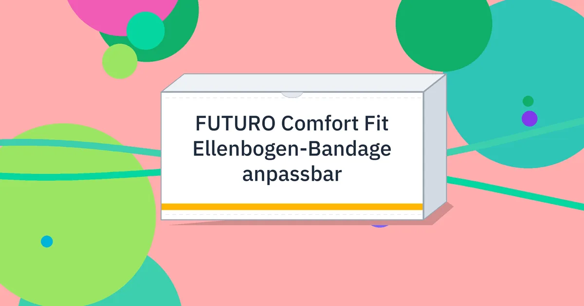 Symbolbild: Packung mit der Aufschrift FUTURO Comfort Fit Ellenbogen-Bandage anpassbar (PZN 18027979) – Verfügbarkeit und Bezug in Apotheken in Frankfurt am Main