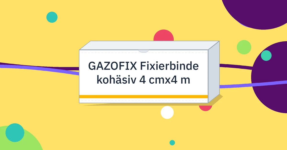 Symbolbild: Packung mit der Aufschrift GAZOFIX Fixierbinde kohäsiv 4 cmx4 m (PZN 11587787) – Verfügbarkeit und Bezug in Apotheken in Frankfurt am Main