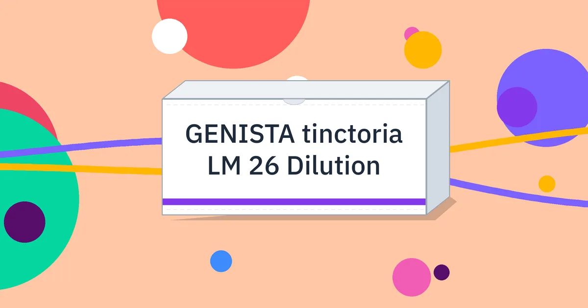 Symbolbild: Packung mit der Aufschrift GENISTA tinctoria LM 26 Dilution (PZN 13499610) – Verfügbarkeit und Bezug in Apotheken in Frankfurt am Main