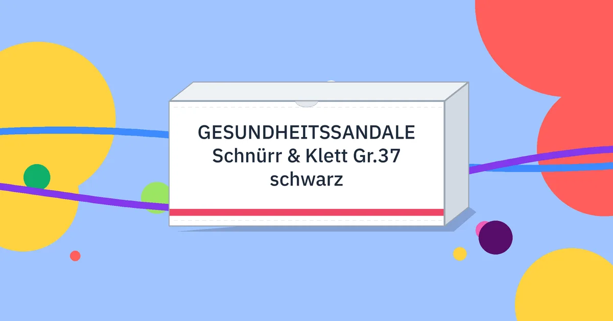 Symbolbild: Packung mit der Aufschrift GESUNDHEITSSANDALE Schnürr & Klett Gr.37 schwarz (PZN 13921084) – Verfügbarkeit und Bezug in Apotheken in Frankfurt am Main