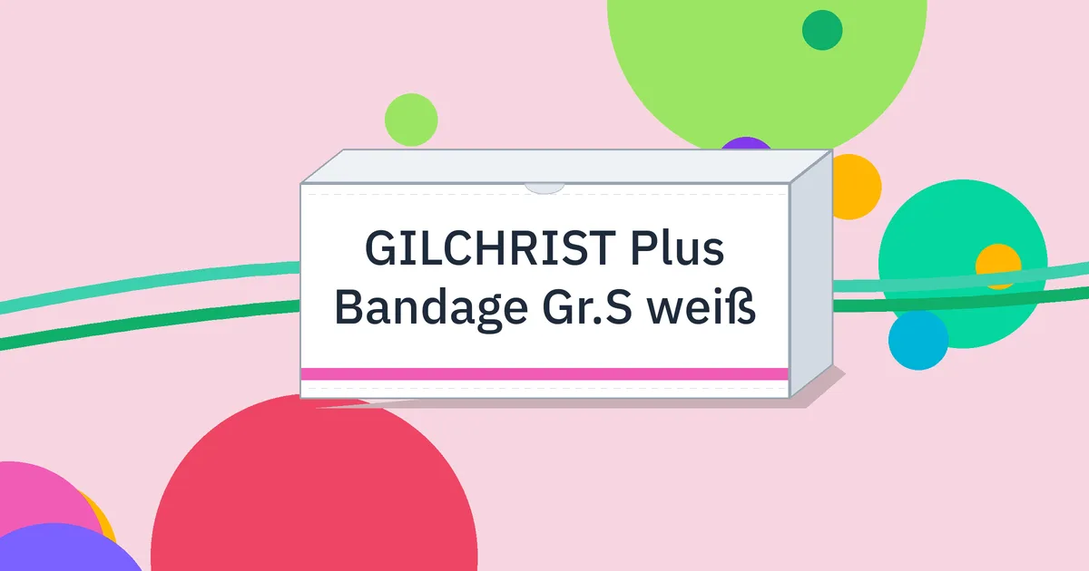 Symbolbild: Packung mit der Aufschrift GILCHRIST Plus Bandage Gr.S weiß (PZN 04911431) – Verfügbarkeit und Bezug in Apotheken in Frankfurt am Main
