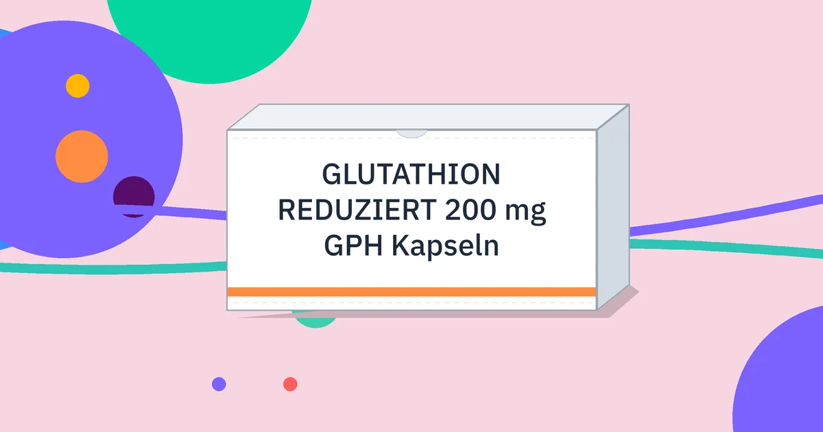 Symbolbild: Packung mit der Aufschrift GLUTATHION REDUZIERT 200 mg GPH Kapseln (PZN 09786568) – Verfügbarkeit und Bezug in Apotheken in Frankfurt am Main