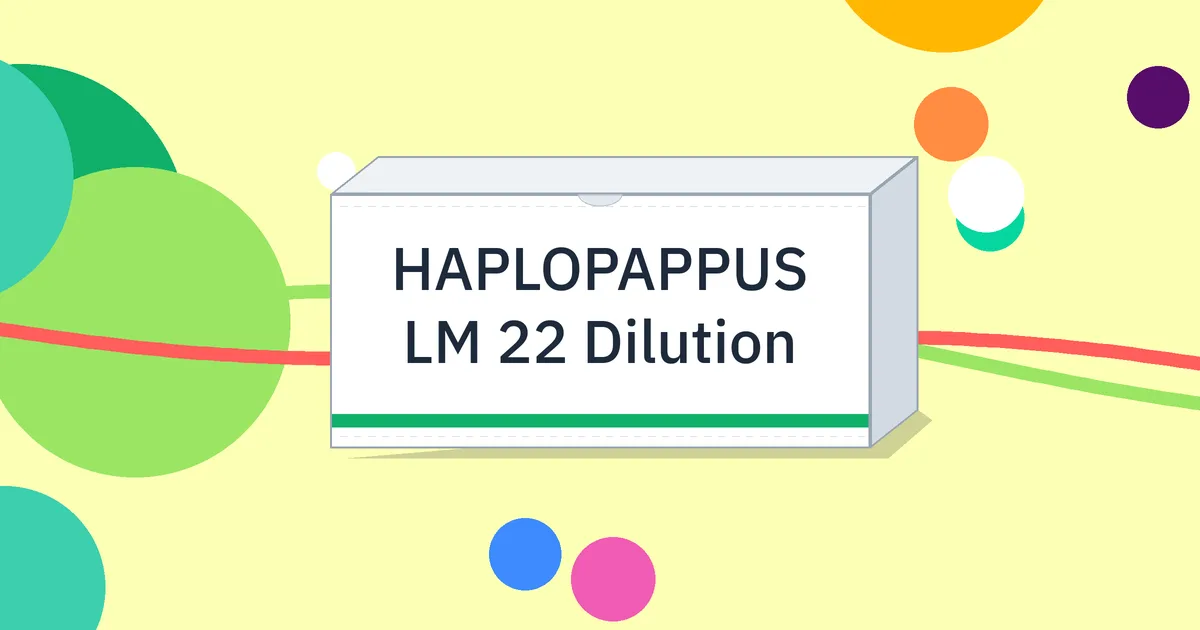 Symbolbild: Packung mit der Aufschrift HAPLOPAPPUS LM 22 Dilution (PZN 12884990) – Verfügbarkeit und Bezug in Apotheken in Frankfurt am Main