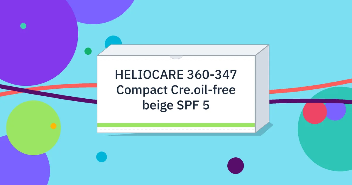 Symbolbild: Packung mit der Aufschrift HELIOCARE 360-347 Compact Cre.oil-free beige SPF 5 (PZN 19361893) – Verfügbarkeit und Bezug in Apotheken in Frankfurt am Main