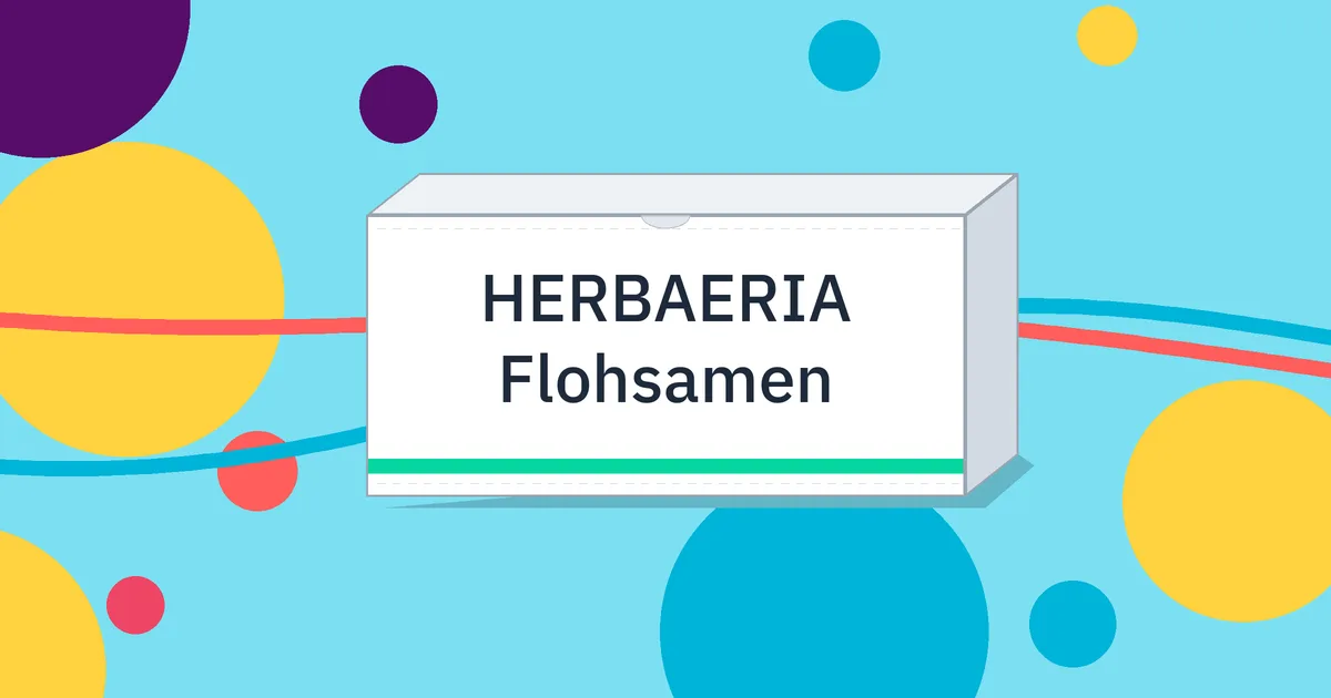 Symbolbild: Packung mit der Aufschrift HERBAERIA Flohsamen (PZN 16033355) – Verfügbarkeit und Bezug in Apotheken in Frankfurt am Main