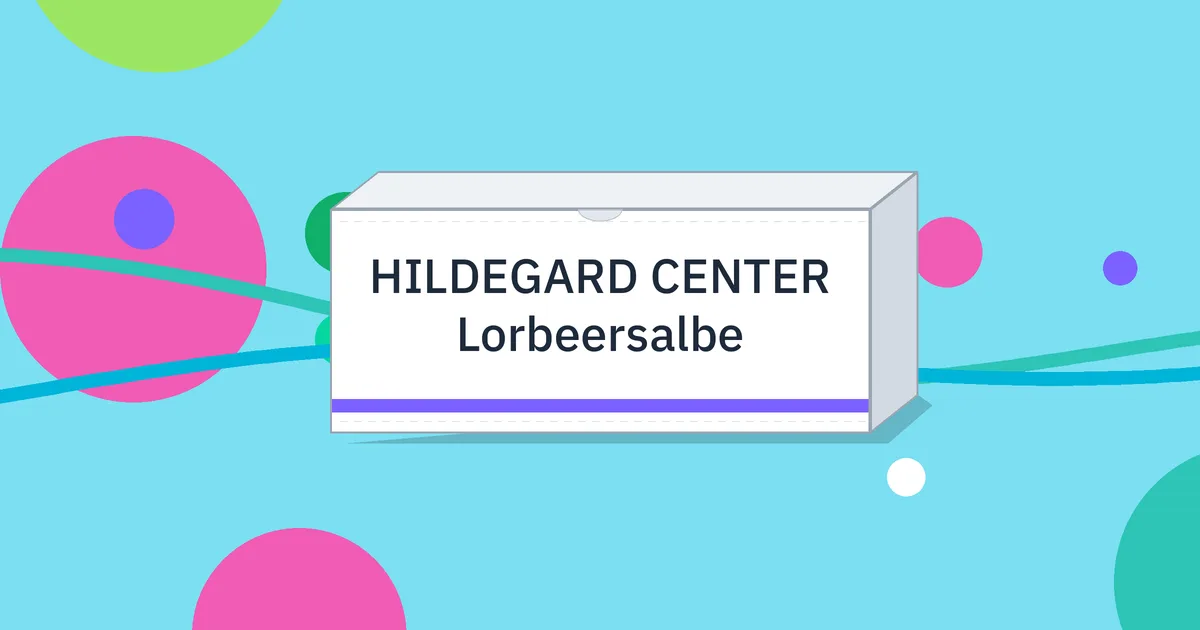 Symbolbild: Packung mit der Aufschrift HILDEGARD CENTER Lorbeersalbe (PZN 12489785) – Verfügbarkeit und Bezug in Apotheken in Frankfurt am Main