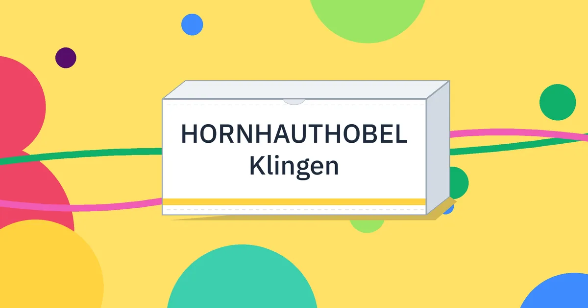 Symbolbild: Packung mit der Aufschrift HORNHAUTHOBEL Klingen (PZN 04838929) – Verfügbarkeit und Bezug in Apotheken in Frankfurt am Main