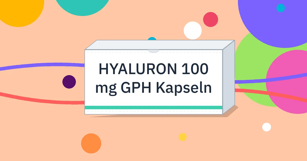 Symbolbild: Packung mit der Aufschrift HYALURON 100 mg GPH Kapseln (PZN 09324046) – Verfügbarkeit und Bezug in Apotheken in Frankfurt am Main