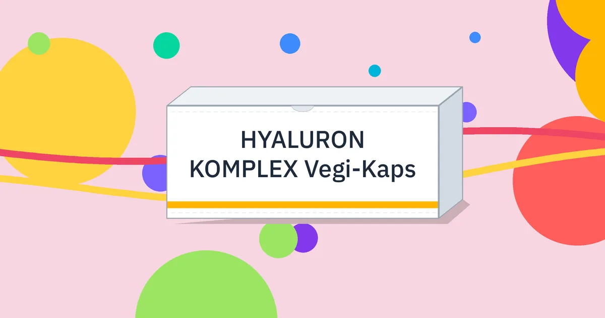 Symbolbild: Packung mit der Aufschrift HYALURON KOMPLEX Vegi-Kaps (PZN 10383077) – Verfügbarkeit und Bezug in Apotheken in Frankfurt am Main