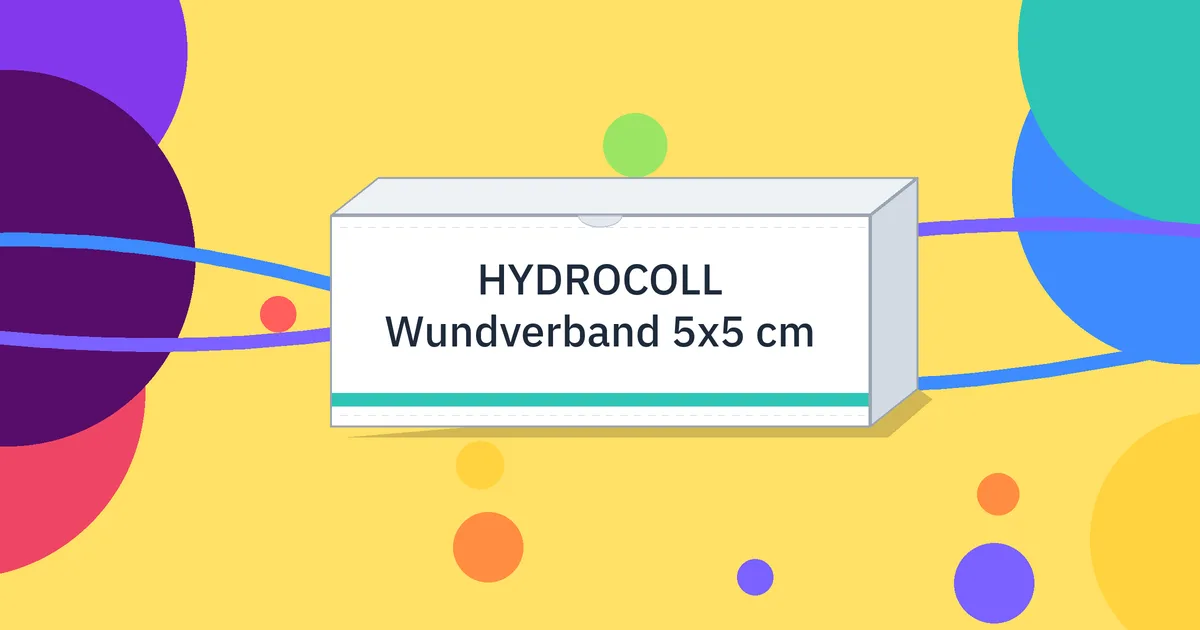 Symbolbild: Packung mit der Aufschrift HYDROCOLL Wundverband 5x5 cm (PZN 12594275) – Verfügbarkeit und Bezug in Apotheken in Frankfurt am Main