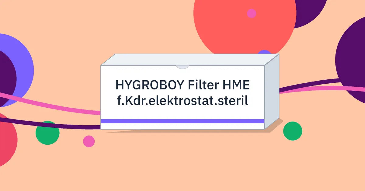 Symbolbild: Packung mit der Aufschrift HYGROBOY Filter HME f.Kdr.elektrostat.steril (PZN 00493066) – Verfügbarkeit und Bezug in Apotheken in Frankfurt am Main