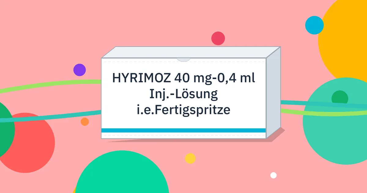 Symbolbild: Packung mit der Aufschrift HYRIMOZ 40 mg-0,4 ml Inj.-Lösung i.e.Fertigspritze (PZN 19358951) – Verfügbarkeit und Bezug in Apotheken in Frankfurt am Main