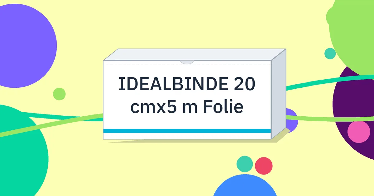 Symbolbild: Packung mit der Aufschrift IDEALBINDE 20 cmx5 m Folie (PZN 04018209) – Verfügbarkeit und Bezug in Apotheken in Frankfurt am Main